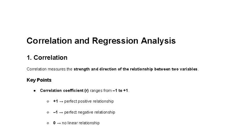 Correlation and Regression Analysis - MANSci Overview - Studocu