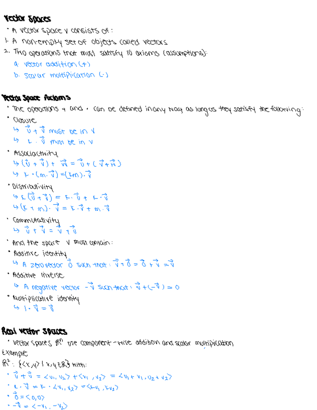 Vector Spaces: Key Concepts and Axioms Explained - Studocu