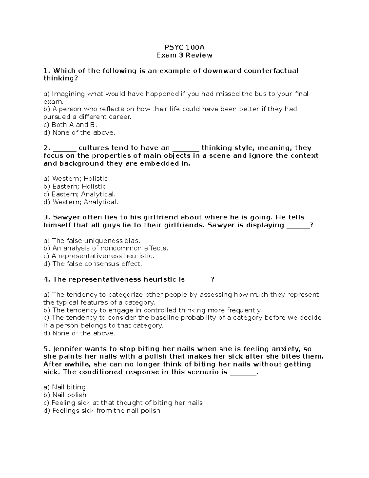 PSYC 100A Exam 3 Comprehensive Review Guide - Studocu
