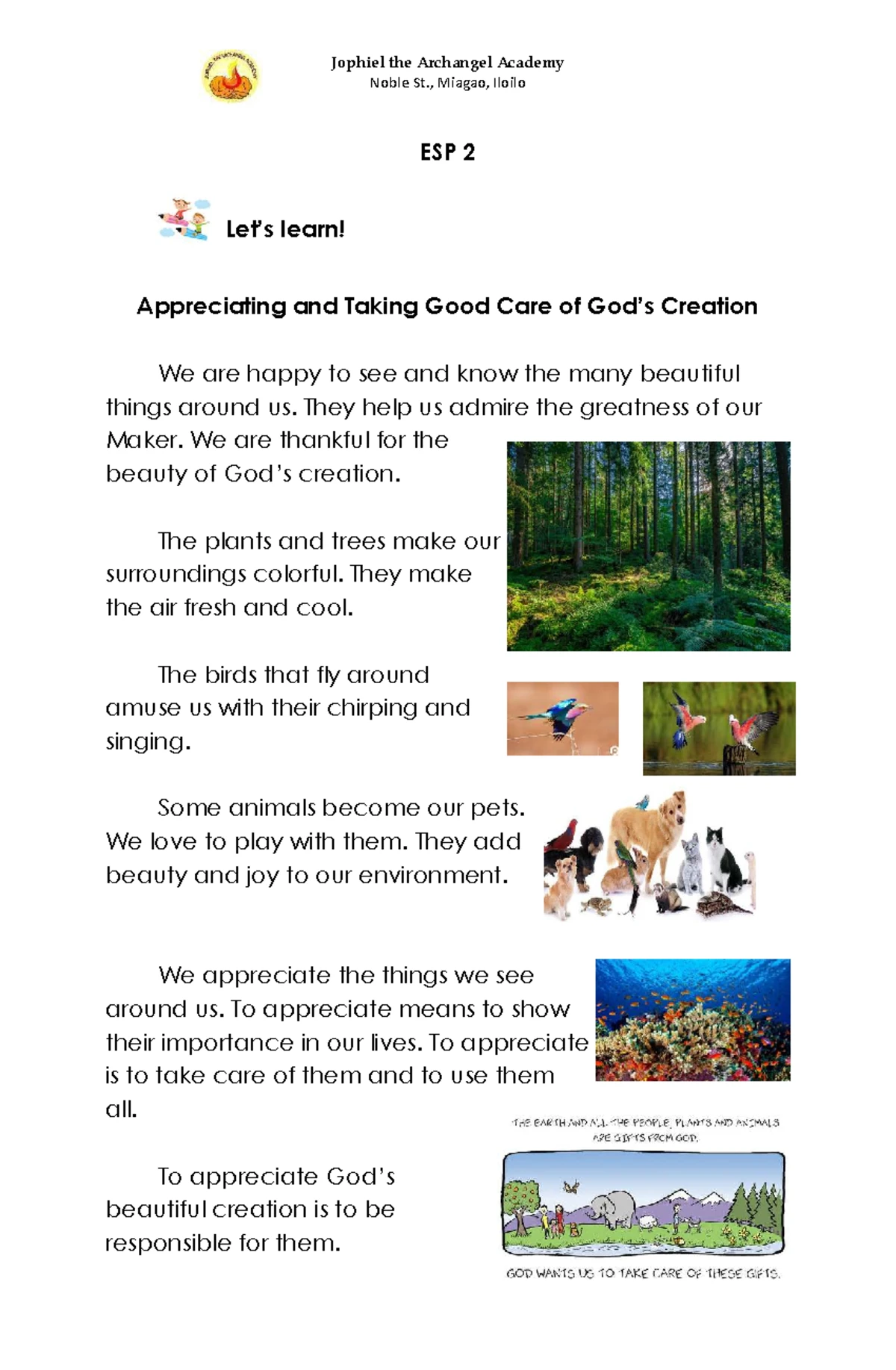 Q4 Handouts ESP2 week 7 - lecture notes - Jophiel the Archangel Academy ...