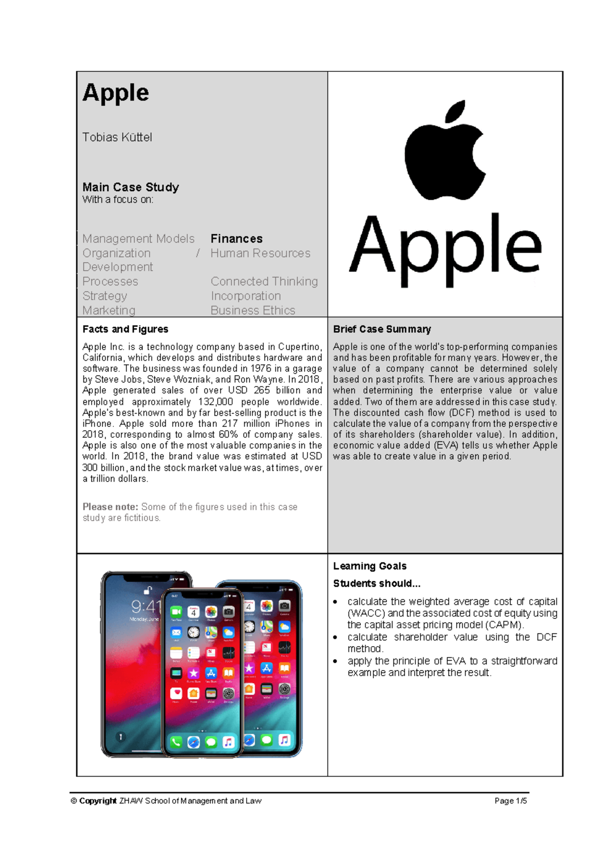 Case Study Apple Inc. (2018): Financial Analysis & Valuation Insights ...