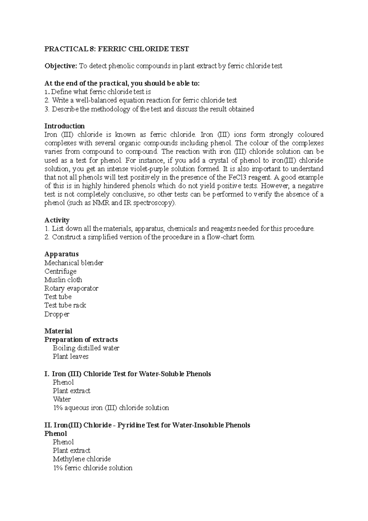 Practical 8: Ferric Chloride Test for Detecting Phenolic Compounds ...