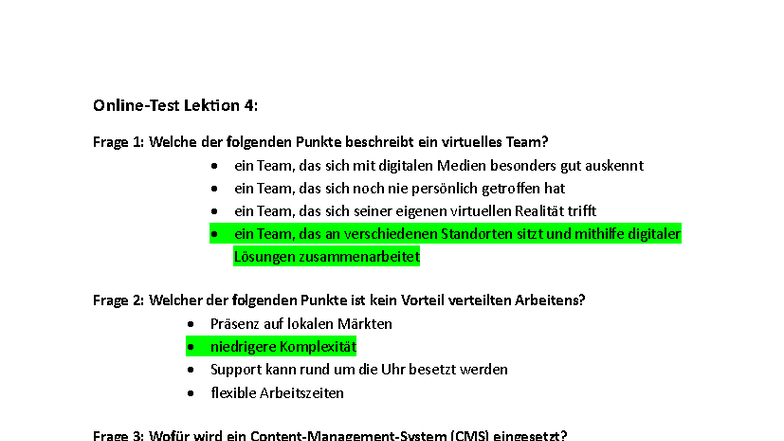 Pflichtaufgaben Online-Test 4: Virtuelle Teams & Präsentation - Studocu