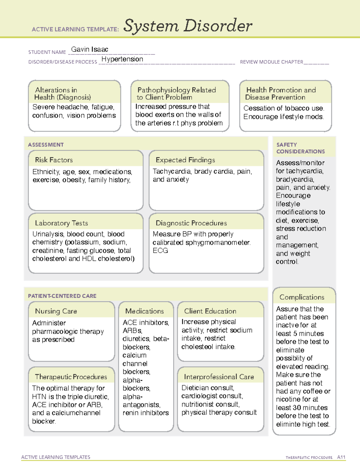 Active Learning Template: Therapeutic Procedure A in Hypertension - Studocu