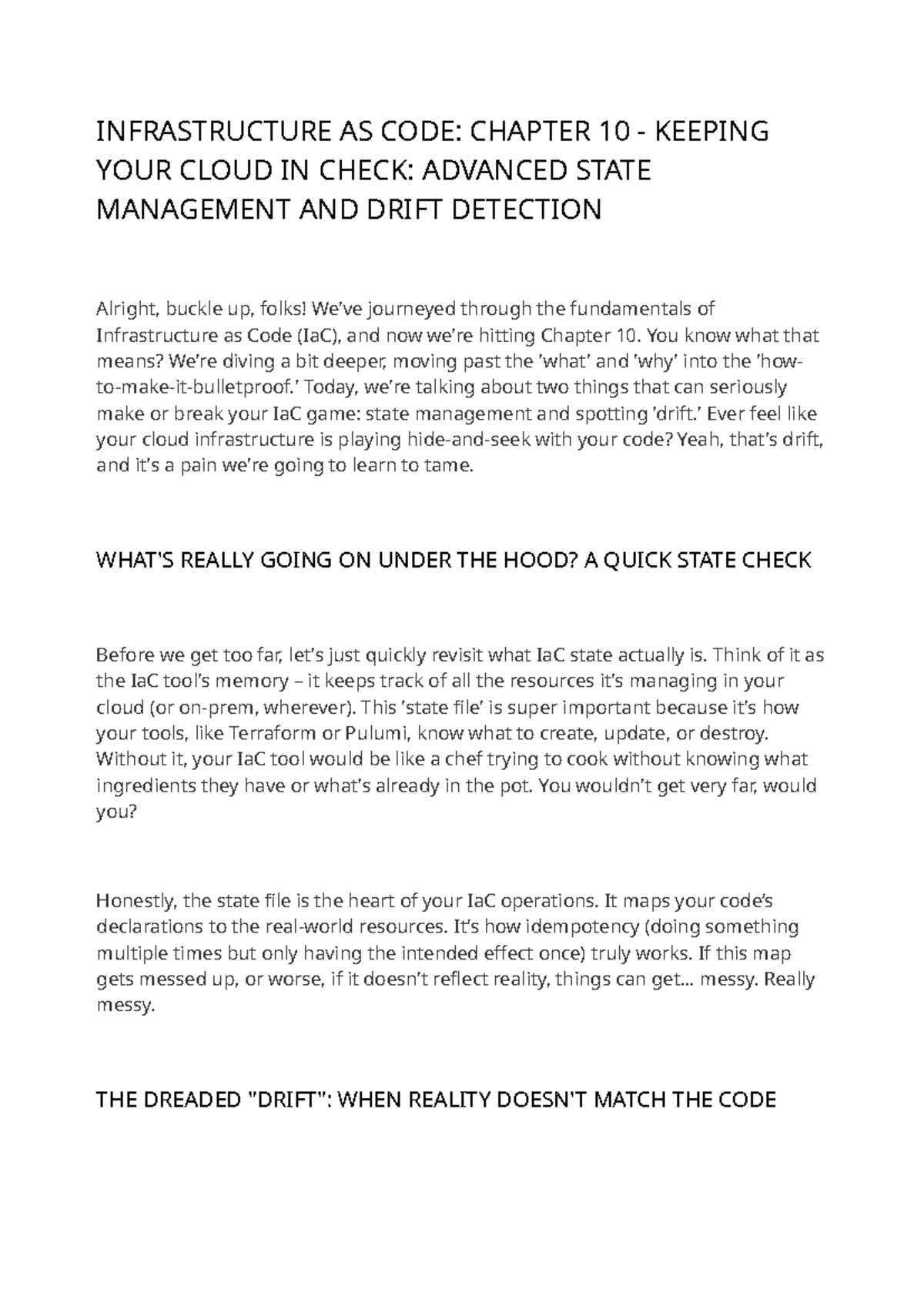 INFRASTRUCTURE AS CODE: CHAPTER 10 - STATE MANAGEMENT & DRIFT DETECTION ...