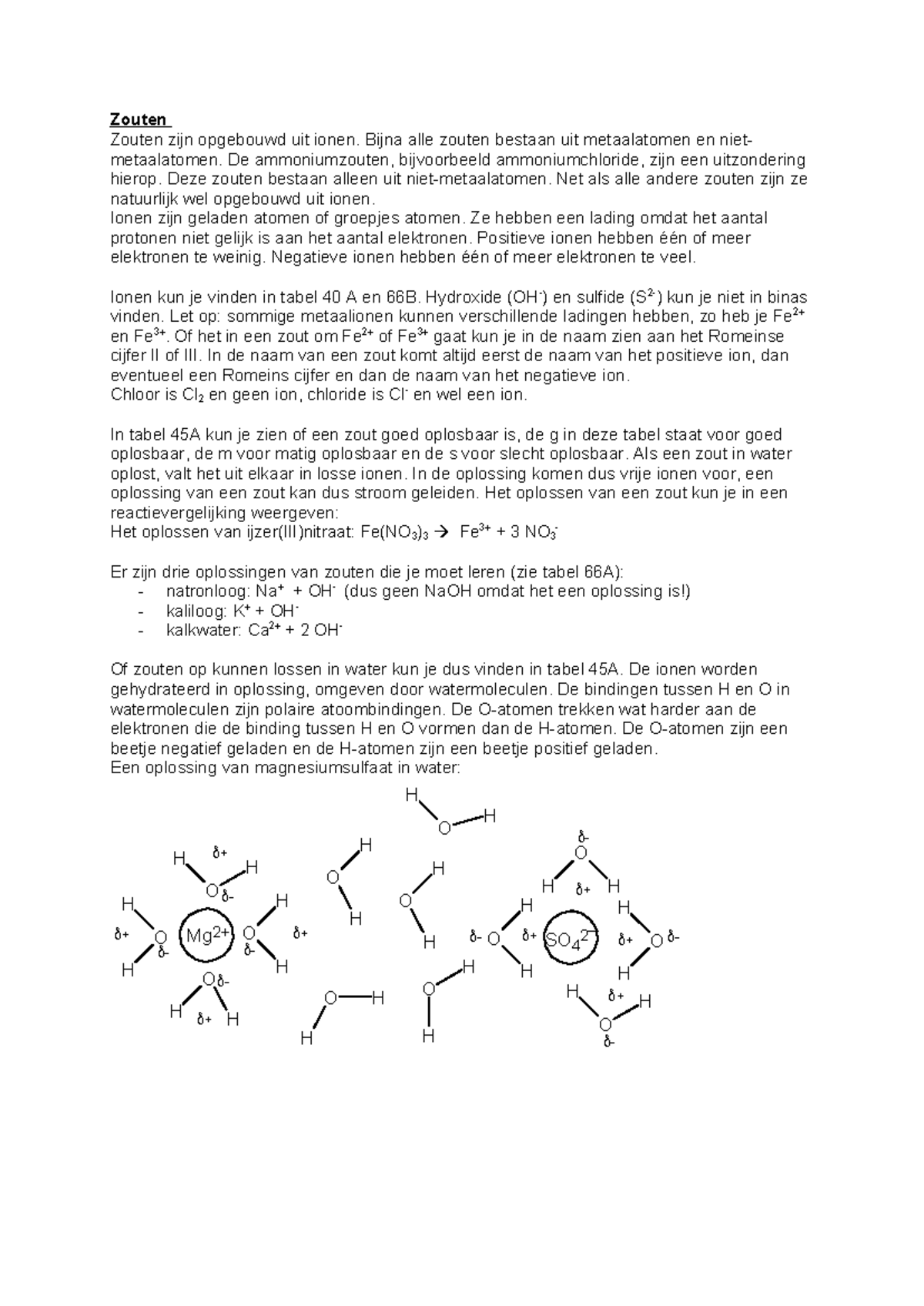Samenvatting Zouten en Ionen - Scheikunde Lesnotes - Studeersnel