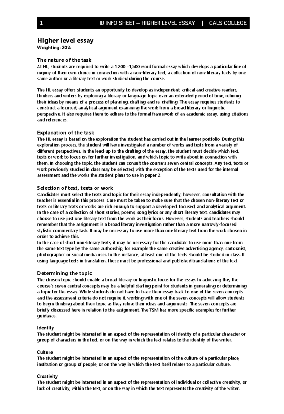 Higher Level Essay Guidelines: Crafting Your Inquiry (HL) - Studeersnel