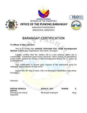BNC Action PLAN Olandia 2024 - BARANGAY NUTRITION ACTION PLAN 2024 ...