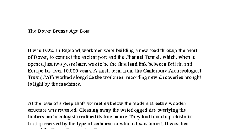 The Dover Bronze Age Boat: Archaeological Insights and Discoveries ...