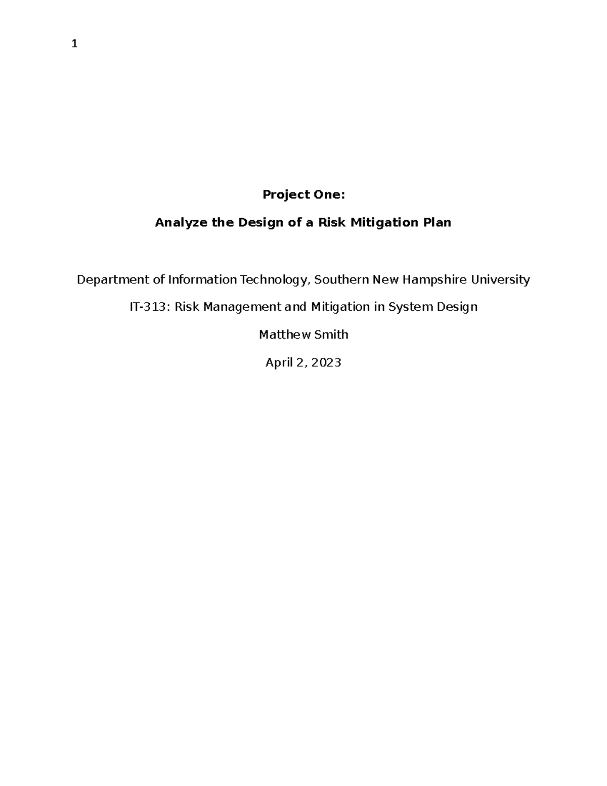 IT 313 Project One: Risk Mitigation Plan Analysis for WWCU - Studocu