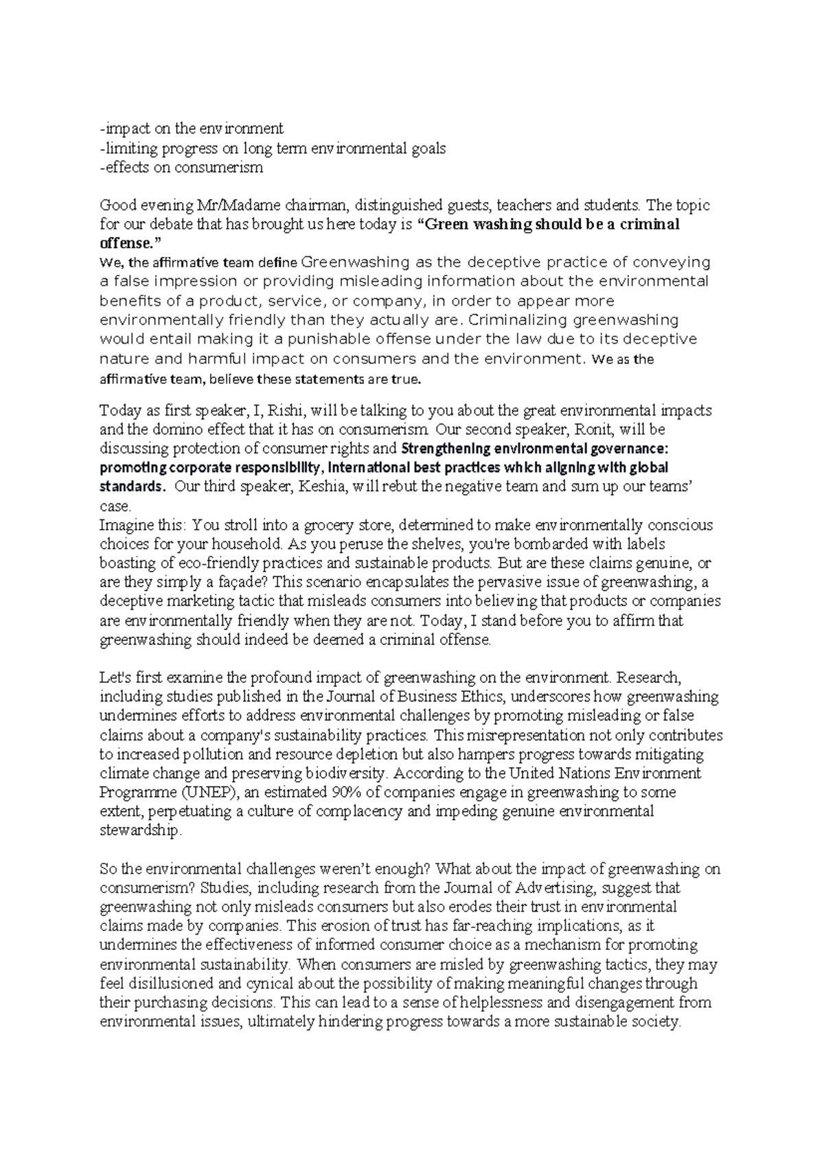 Debate Case Study: Greenwashing & Its Environmental Impact - Studocu