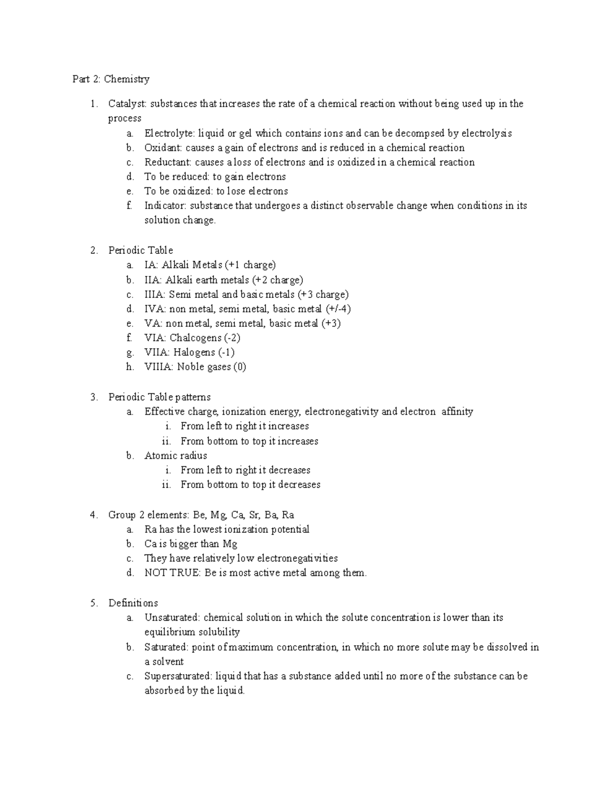 Chemistry 1: Key Concepts and Definitions for Exam Preparation - Studocu