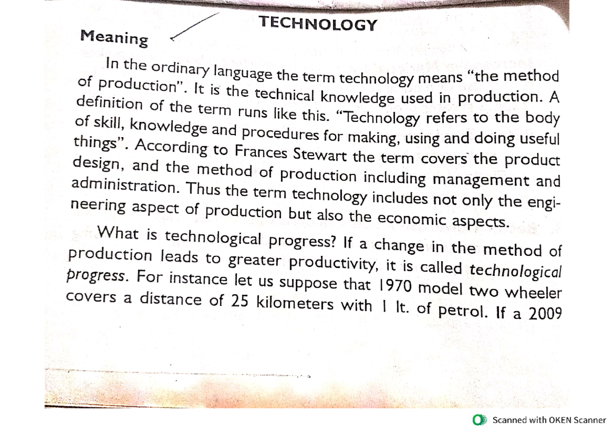 Technology - Study notes - B.A Economics - Studocu