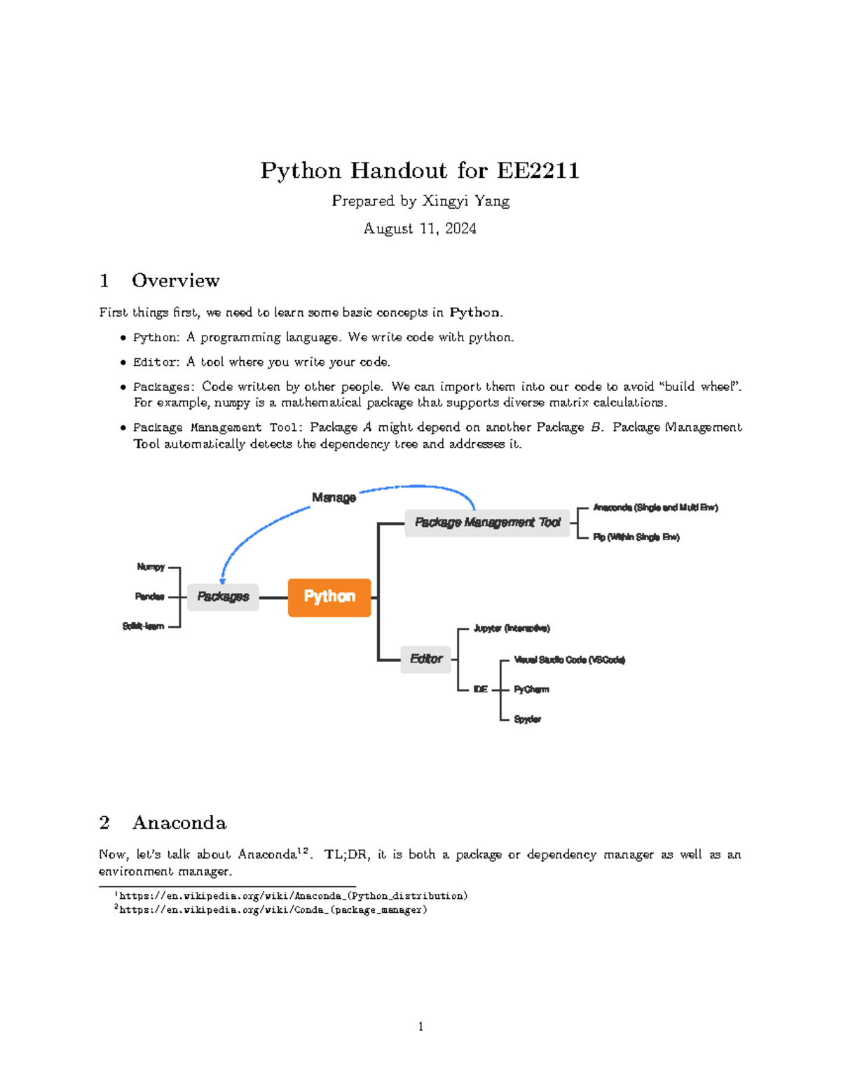 EE2211-Python-Handout - Python Handout for EE Prepared by Xingyi Yang August 11, 2024 1 Overview ...