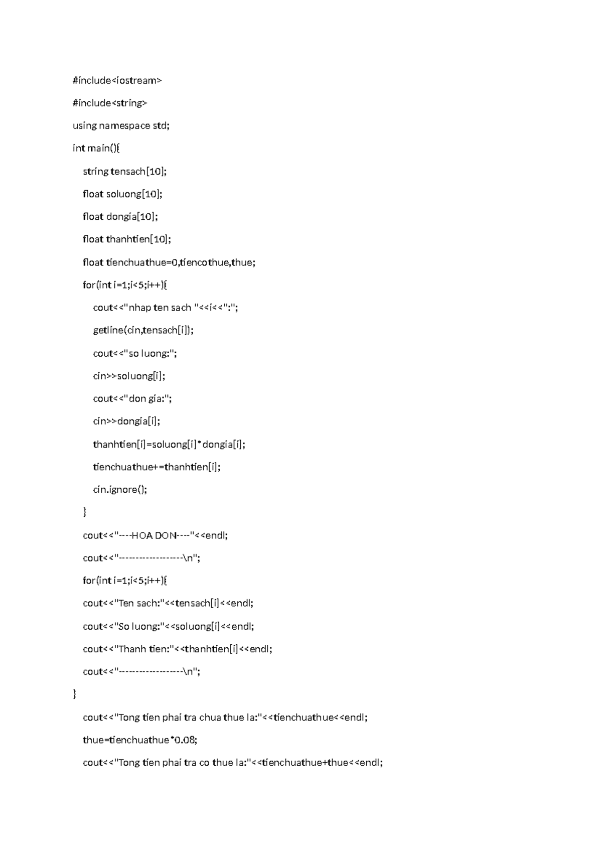 C++ Programming: Invoice Calculation and Factorial Functions - Studocu