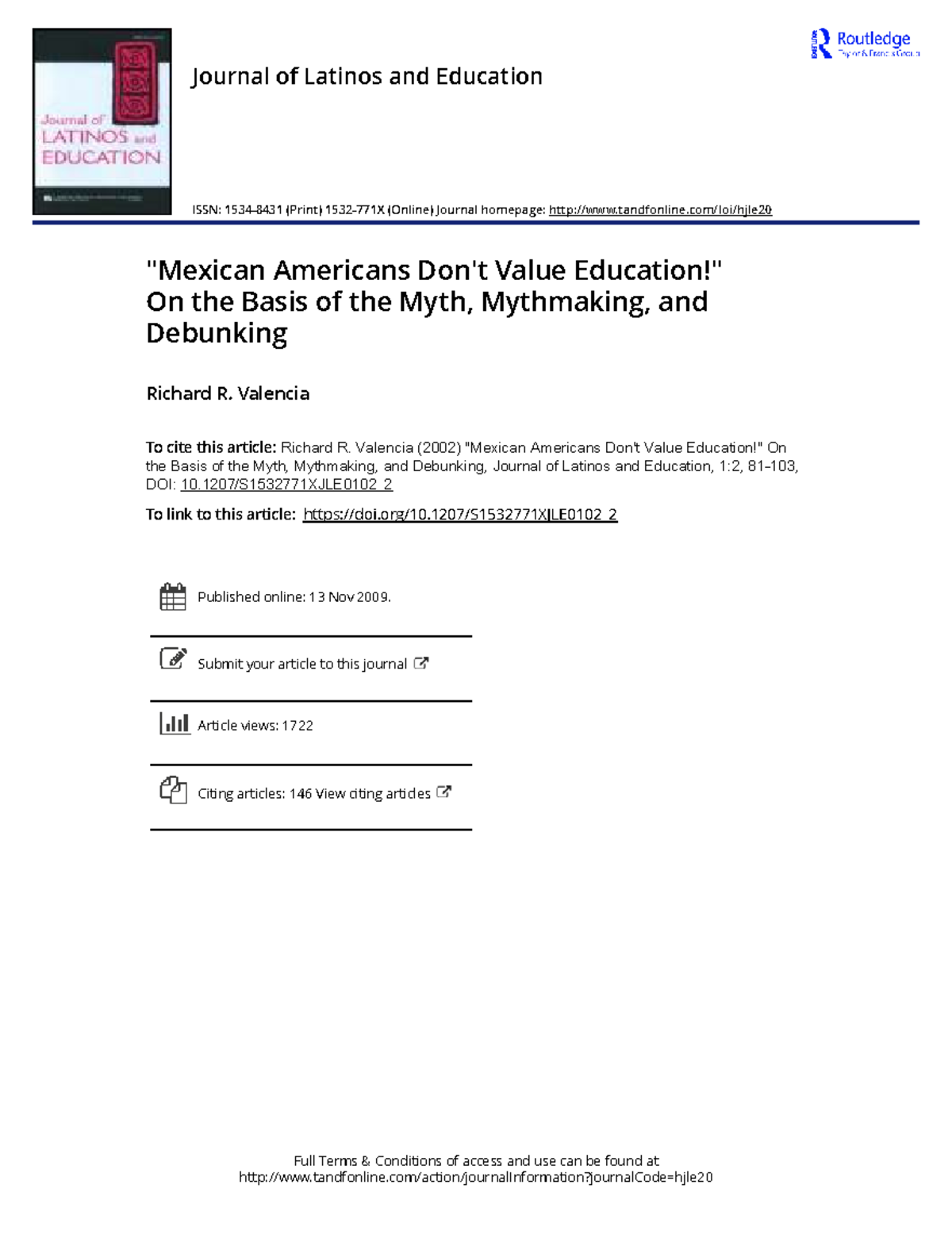 Challenging the Myth: Mexican Americans Value Education (EDU 202) - Studocu