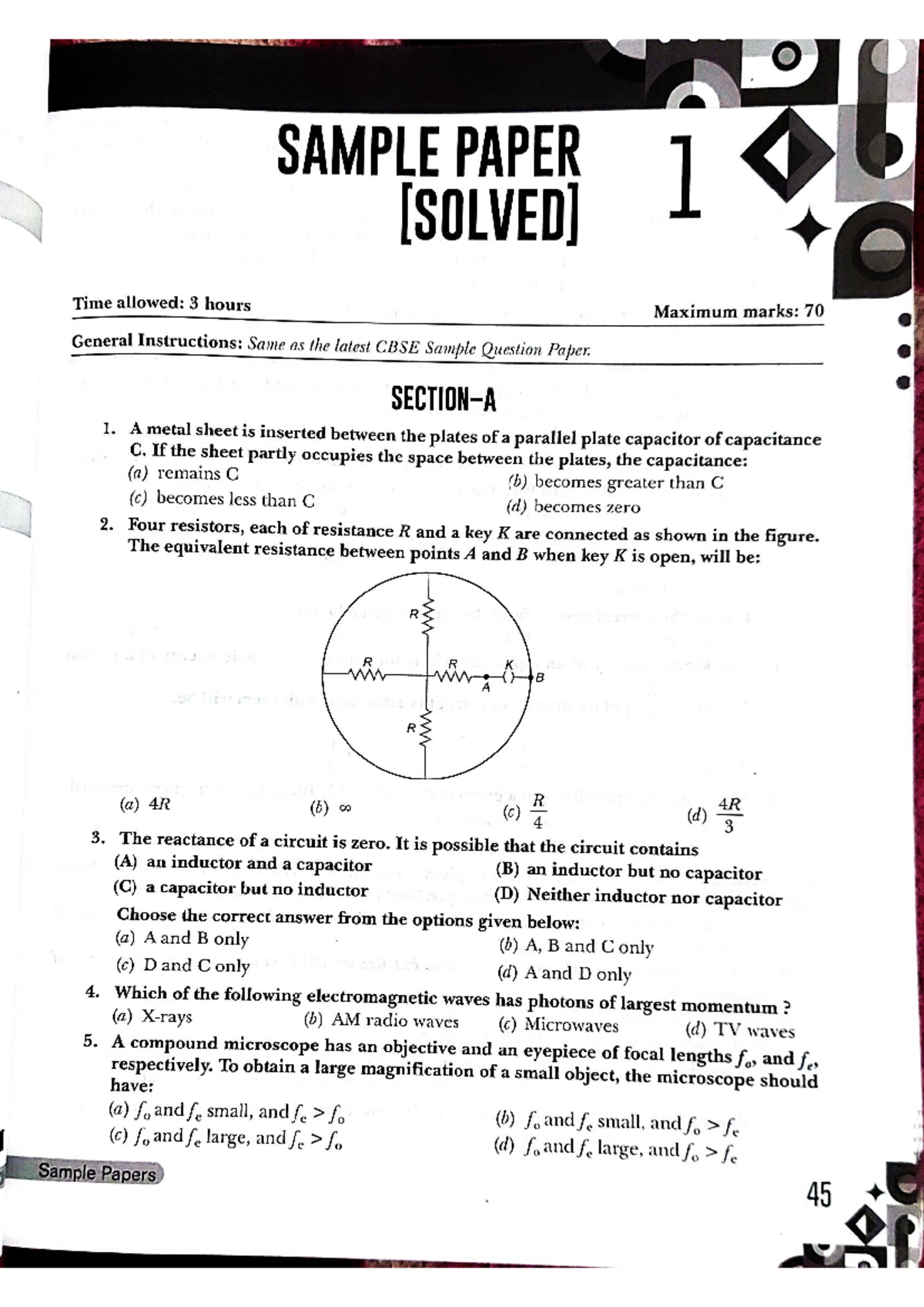 SP 1 (Solved) - Physics Sample Paper with Solutions - Studocu