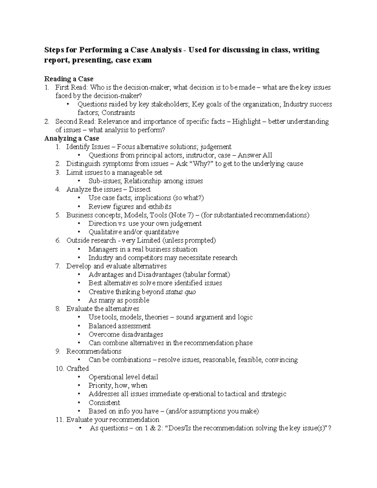 Case Analysis Template for SCMT: Steps for Effective Evaluation - Studocu