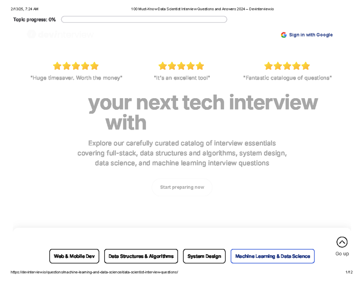 100 Must-Know Data Scientist Interview Questions and Answers 2024 ...
