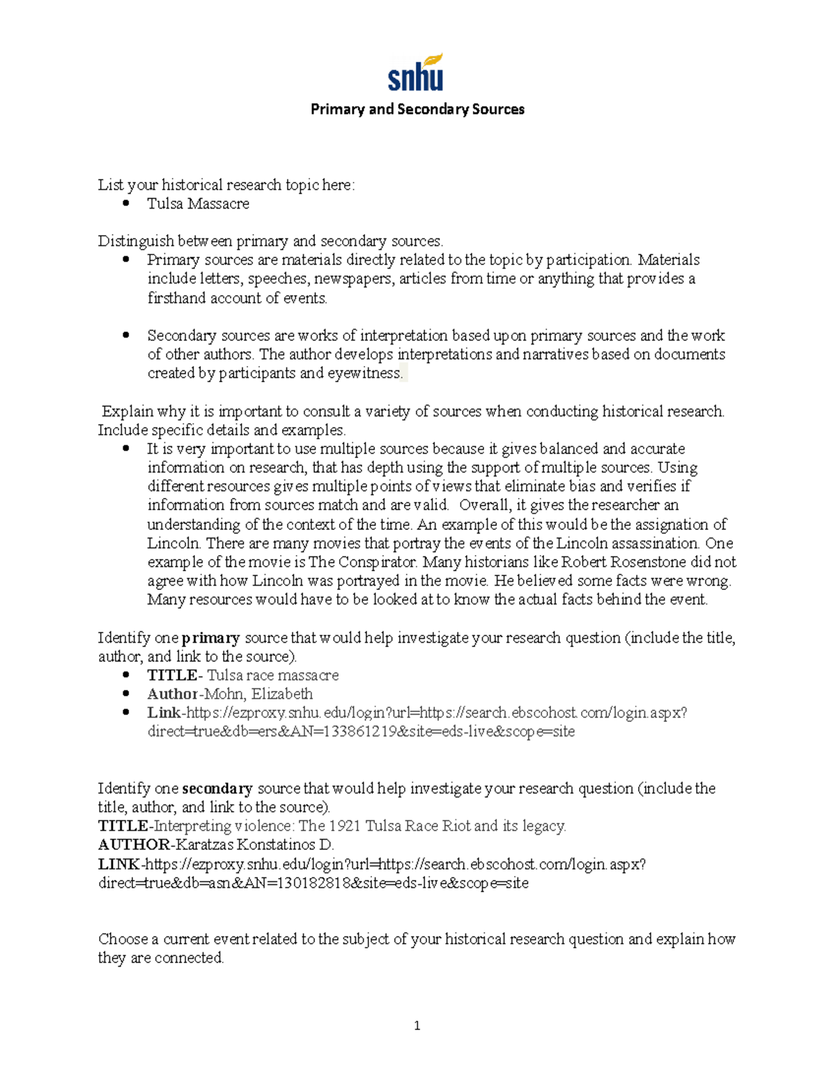 History module 2. primary and secondary sources 2 - Primary and ...
