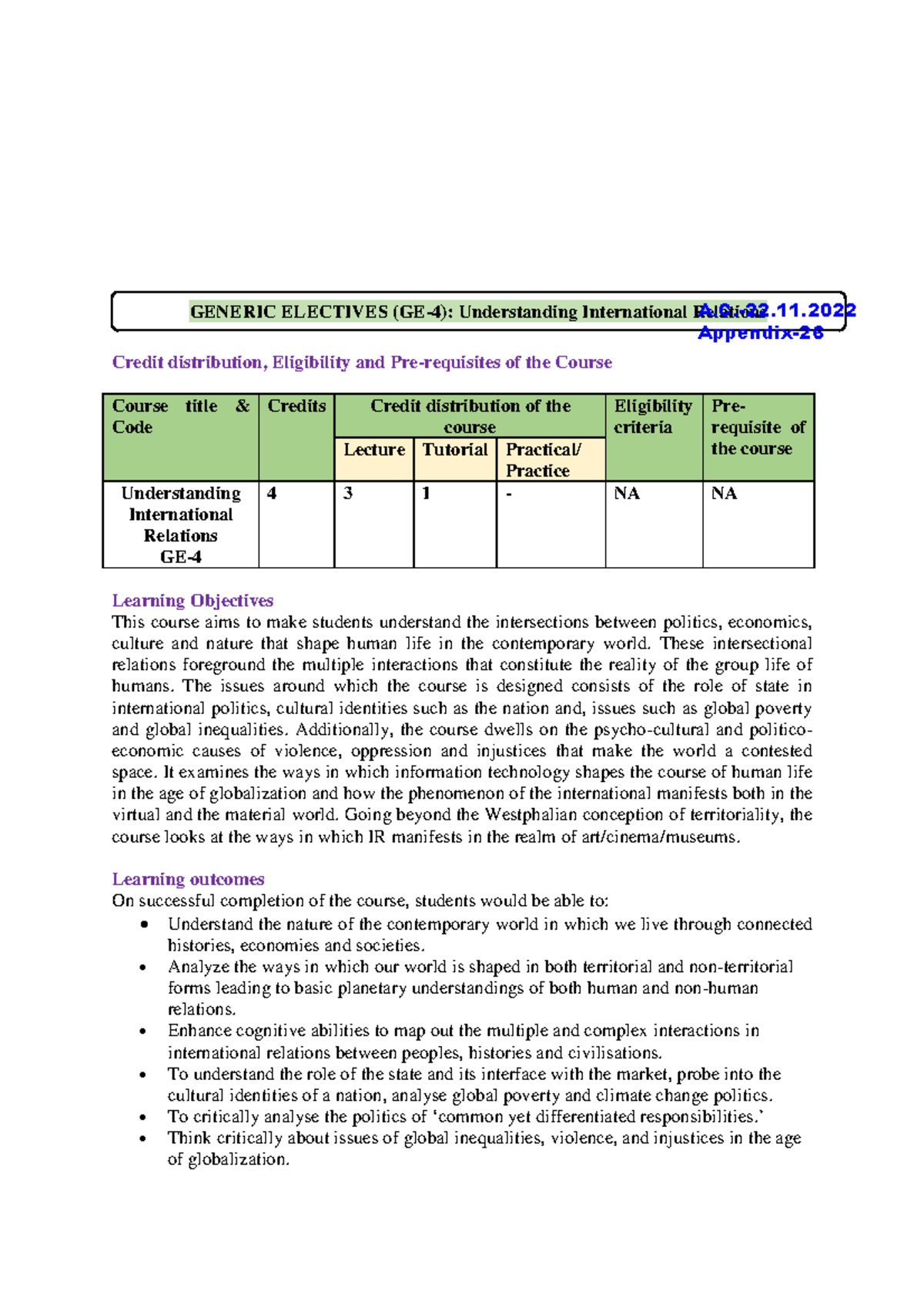 GE-IR: Understanding International Relations Syllabus Overview - Studocu