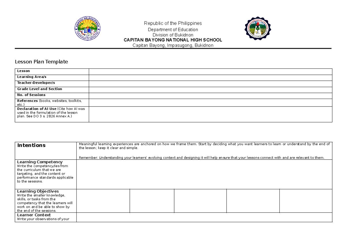 ILAW Lesson Plan Template for Grade Level Learning Sessions - Studocu