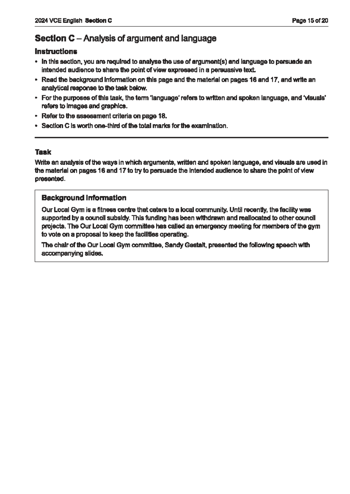 2024 VCE English Exam - Section C: Analysis of Persuasive Language ...