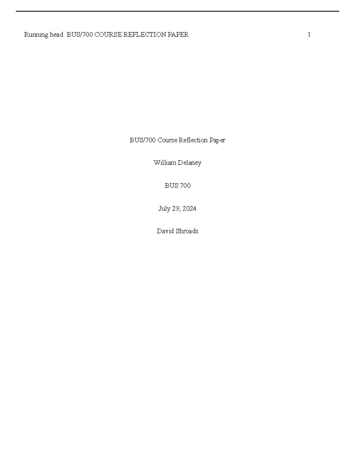 BUS 700 Course Reflection Paper: Insights on Management Styles - Studocu
