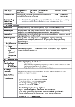 Dlp #1 - NONE - Detailed Lesson Plan in Format DLP Blg: 1 Asignatura ...