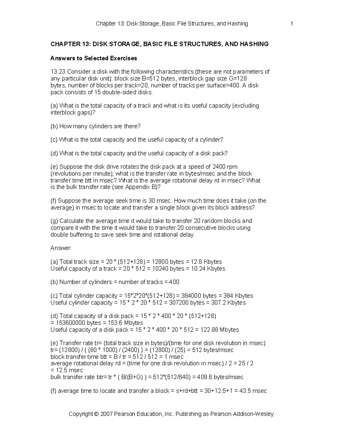 Book Solutions for Disk Storage and Basic File Structures (CS101) - Studocu