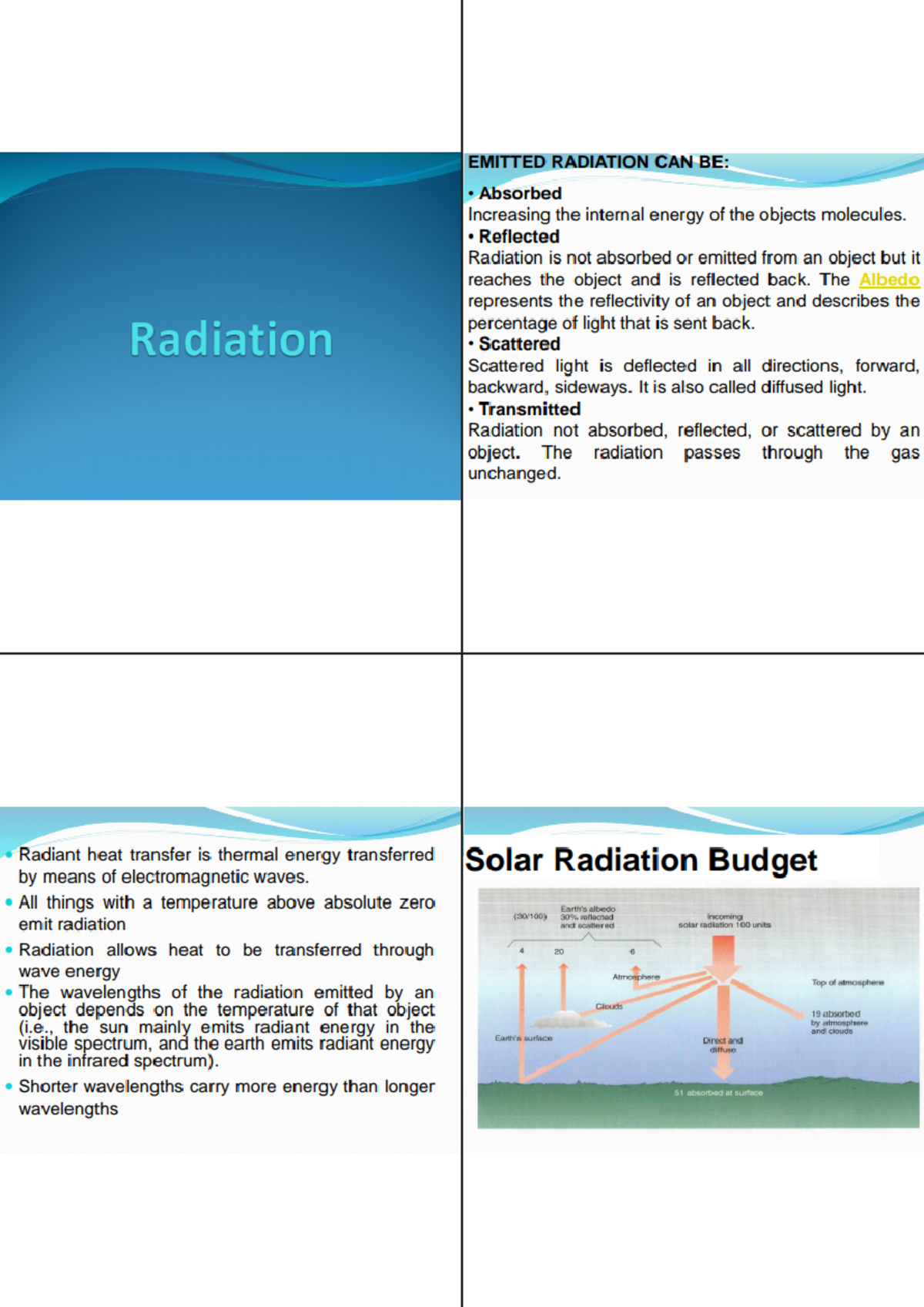 Lecture for Rad - EMITTED RADIATION CAN BE: Absorbed Increasing the ...
