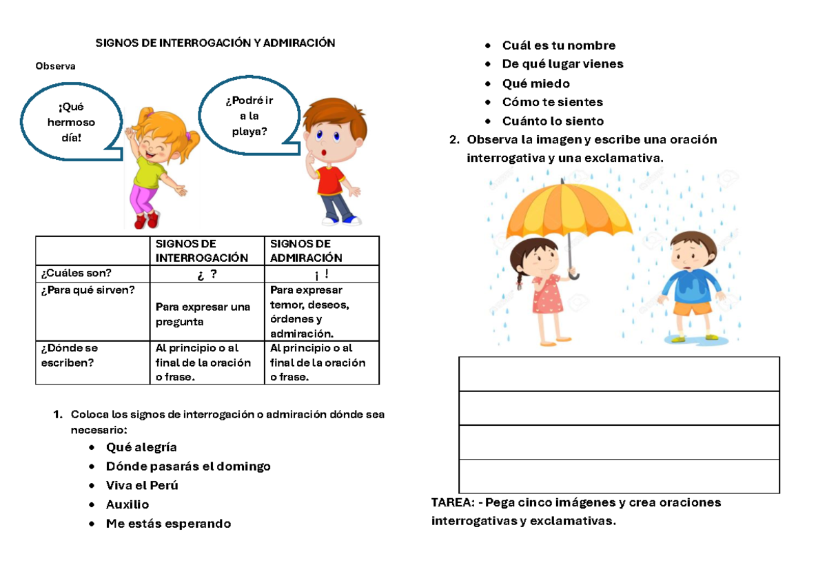 Signos de Interrogación y Admiración: Uso y Ejemplos - Studocu