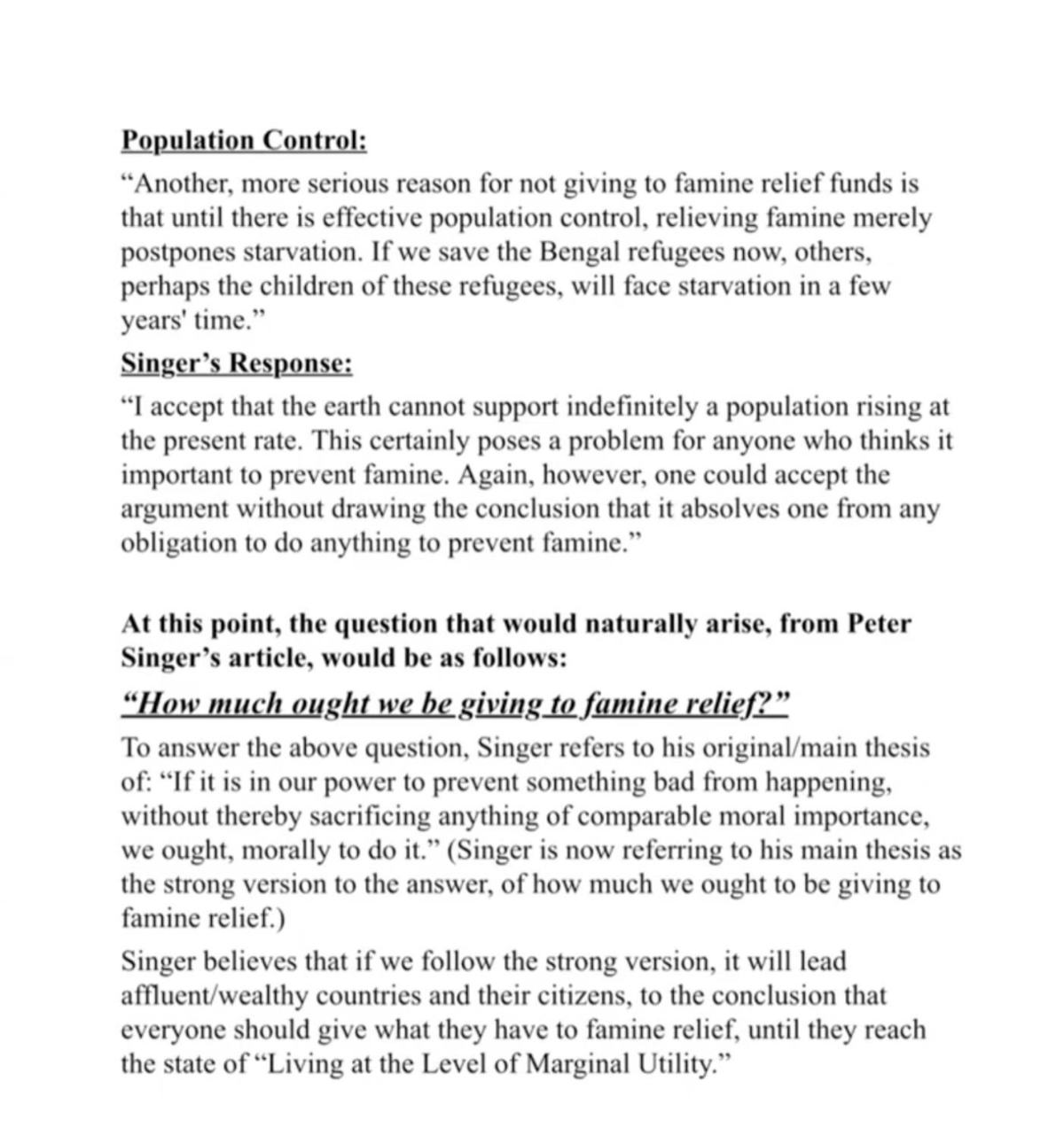Population Control and Famine Relief: A Critical Analysis (PHIL 101 ...