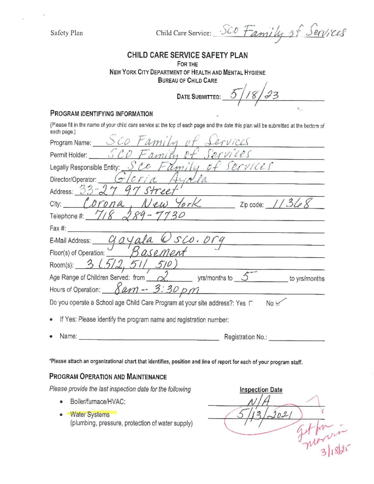 SCO Family of Services Child Care Safety Plan for NYC Health Dept - Studocu