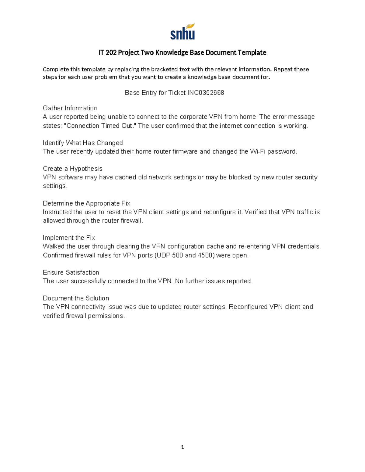 IT 202 Project Two Knowledge Base Entries and Solutions - Studocu