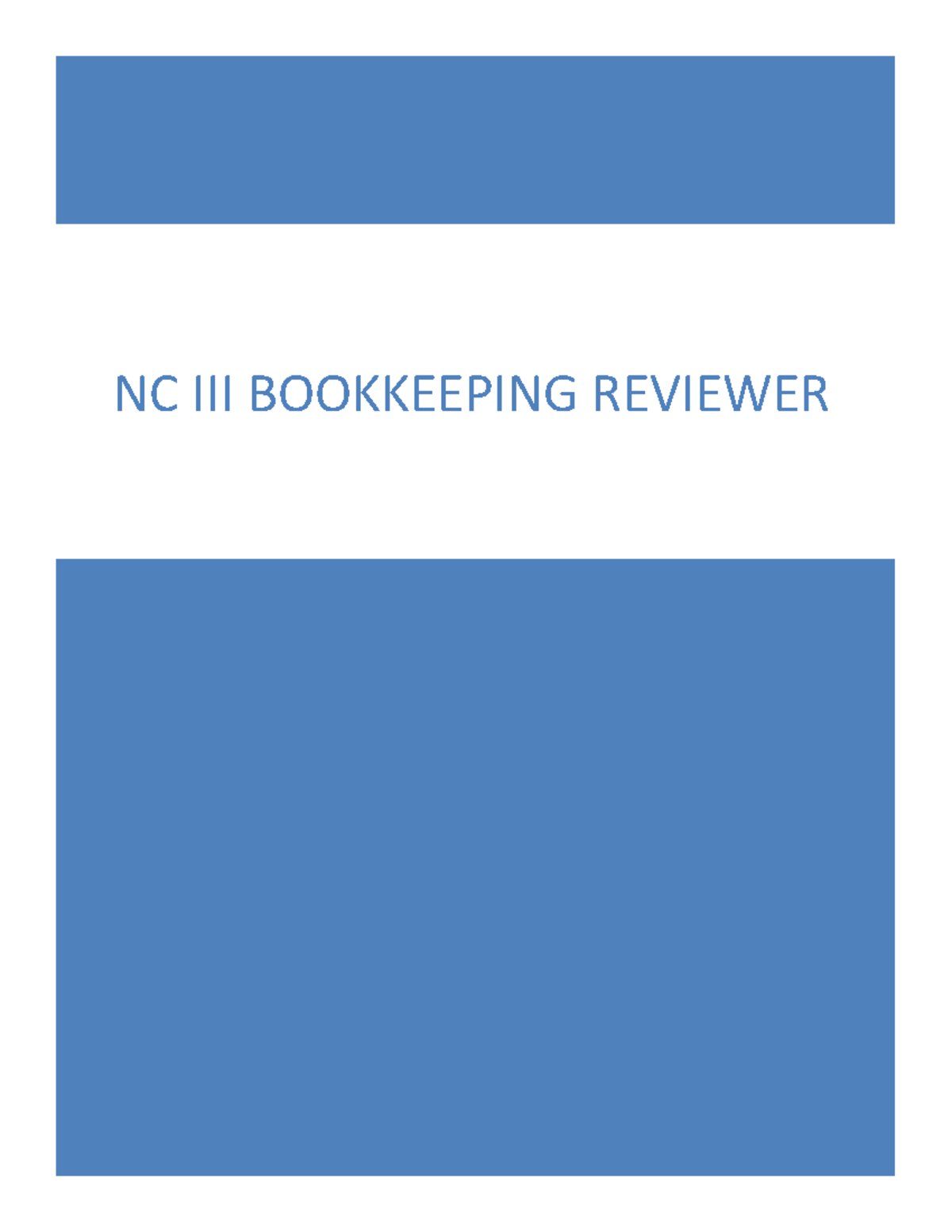NC-III Bookkeeping Final Exam Reviewer: Key Concepts & Transactions ...
