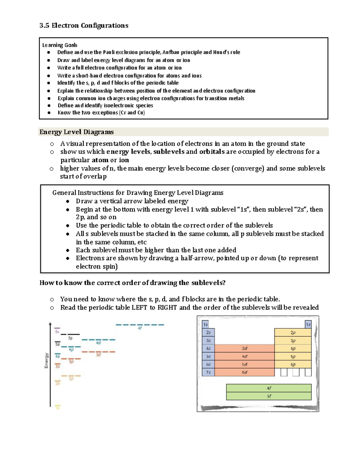 3.5 Quiz on Electron Configurations and Energy Level Diagrams - Studocu