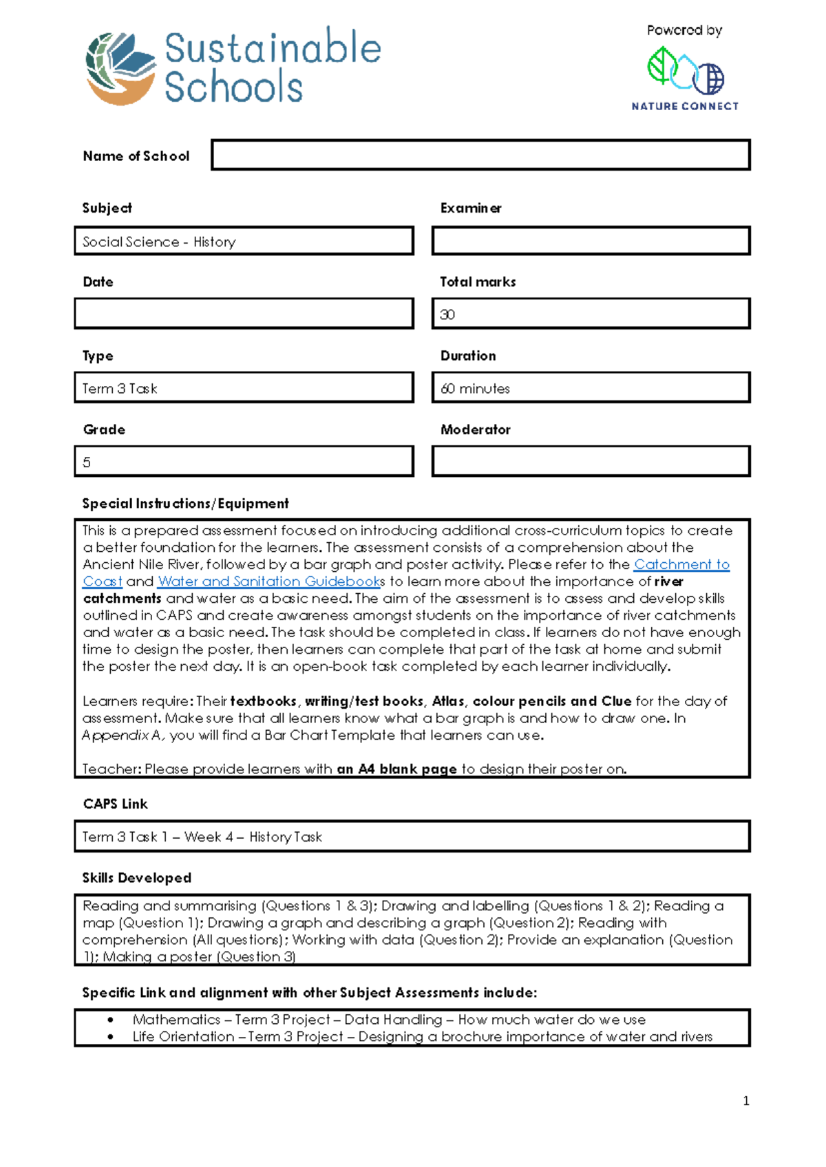 Grade 5 Social Science History Term 3 Assessment: The Nile River - Studocu