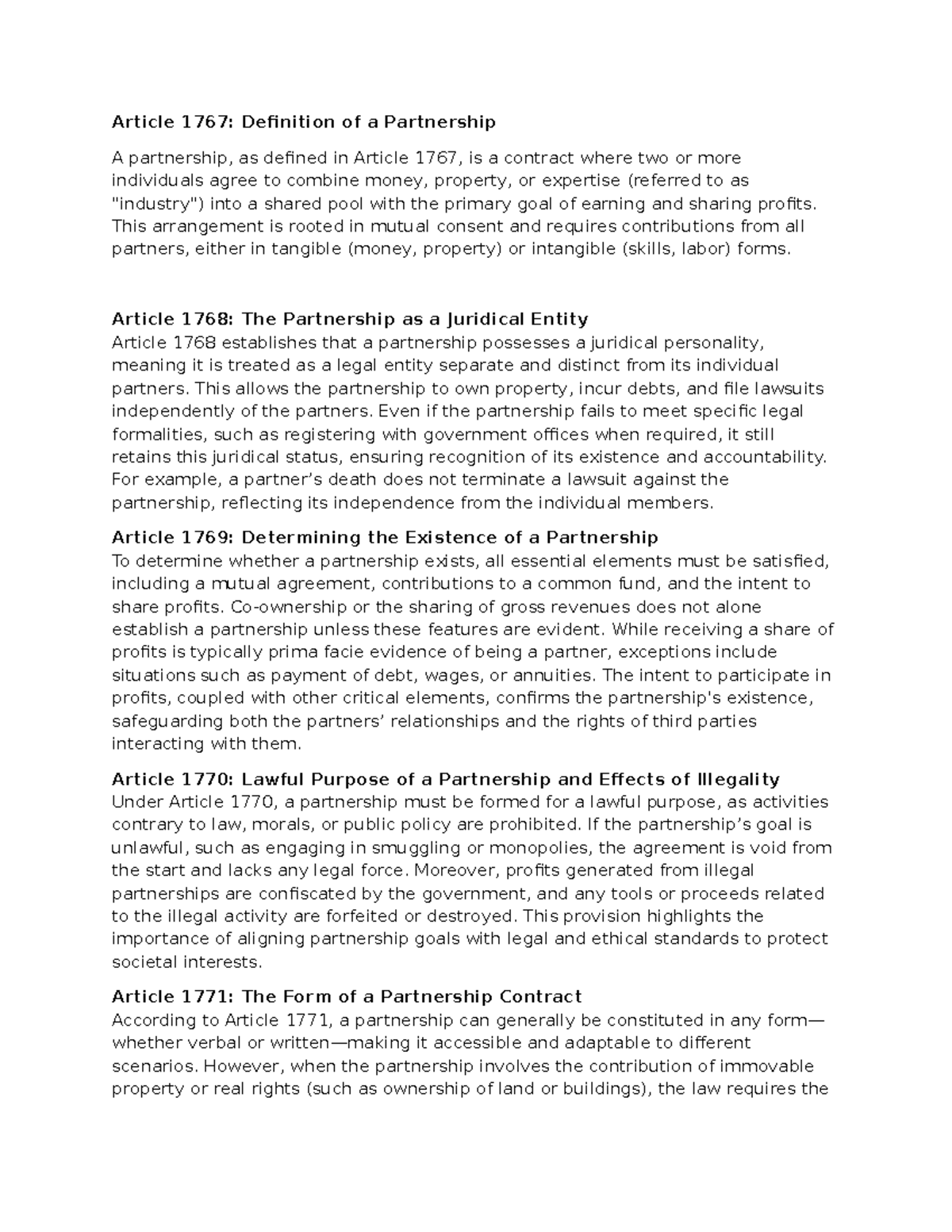 general provisions of partnership - Article 1767: Definition of a ...