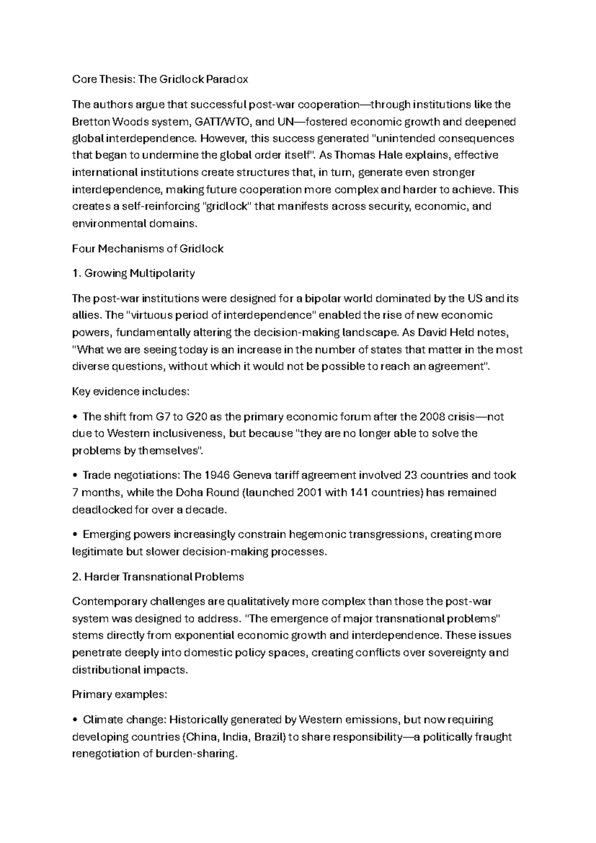 Economic Crisis - IPE: Understanding the Gridlock Paradox - Studocu