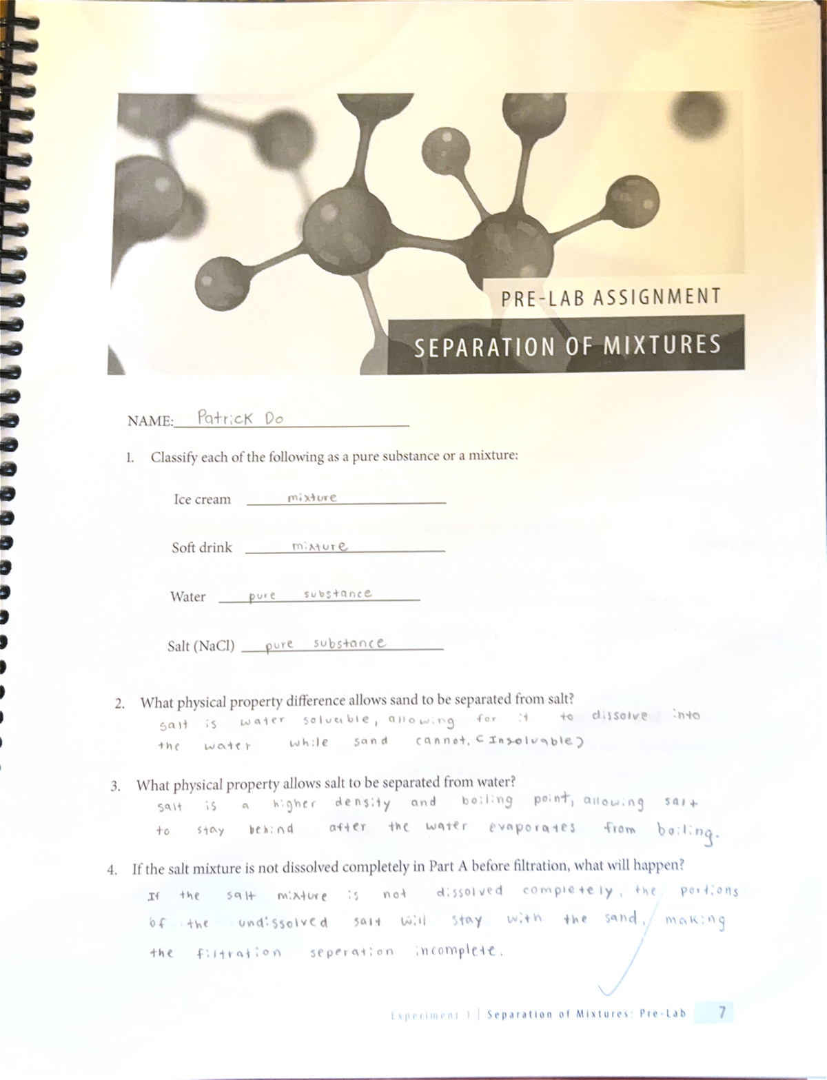 LAB 2 - Intersession CHEM100 Experimental Procedures and Results - Studocu