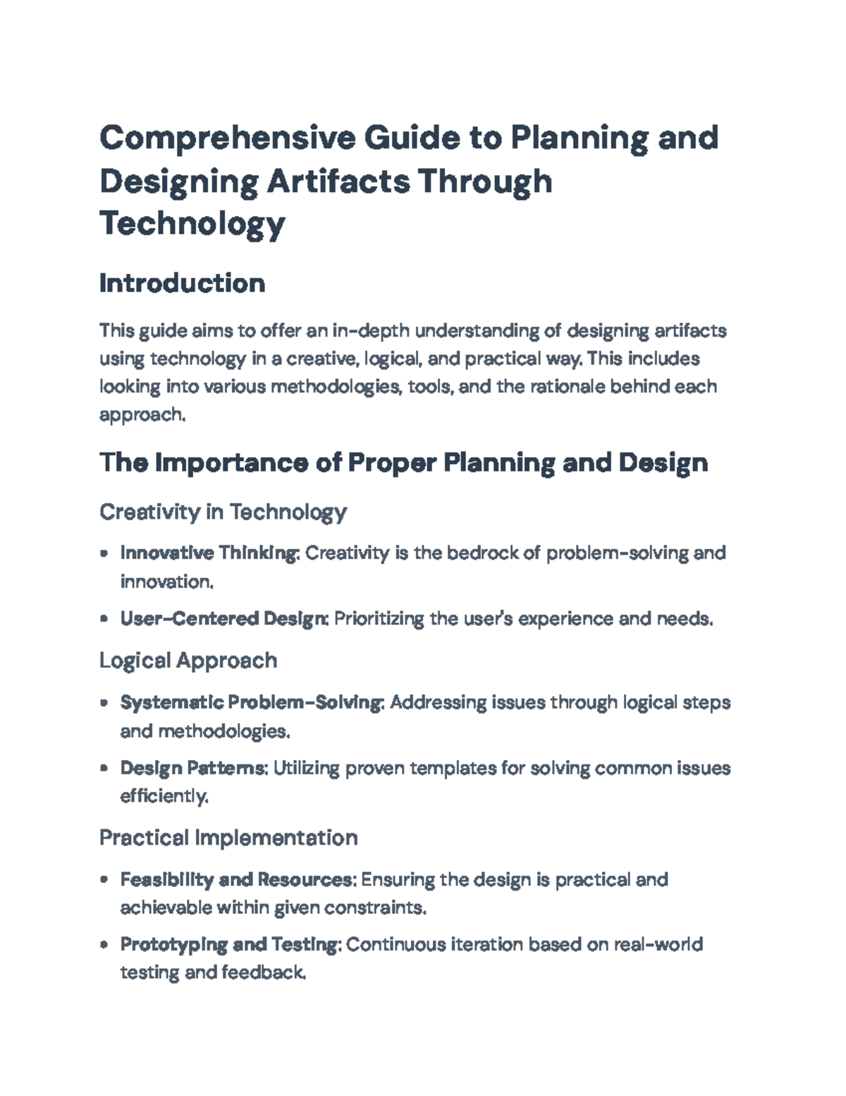 Comprehensive Guide to Planning & Designing Artifacts with Tech - Studocu