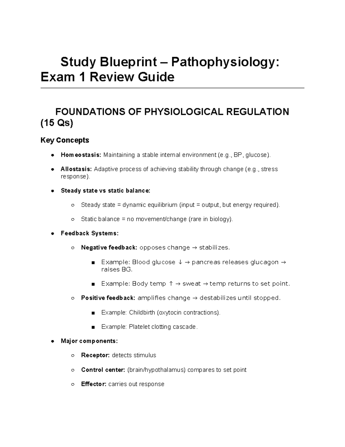 Pathophysiology Exam 1 Review Guide: Key Concepts & Adaptations - Studocu