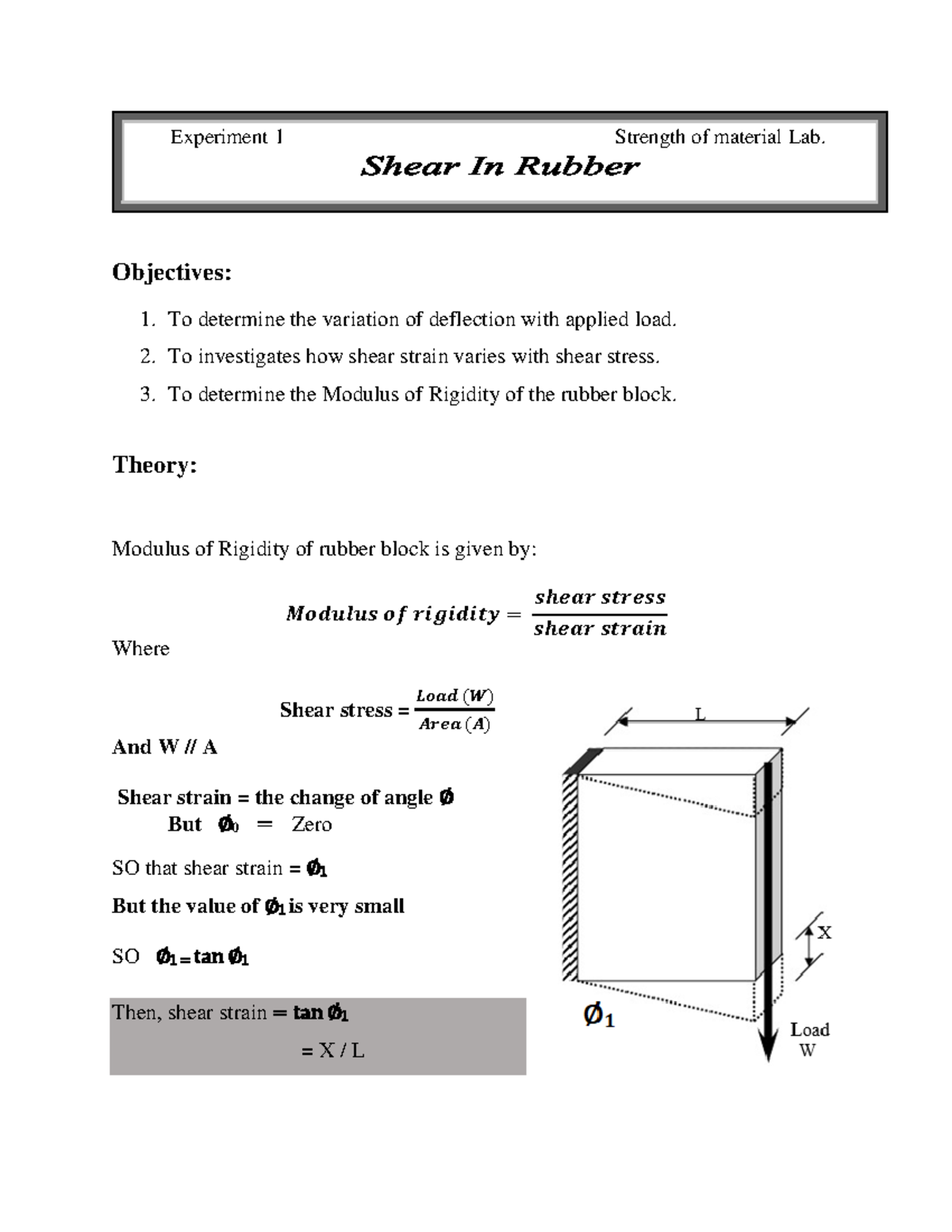 Shear in Rubber a1b034302 d33d189948013 e349b66a8e - Objectives: To ...