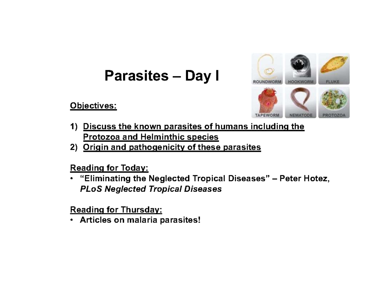 Lecture 19: Understanding Parasites and Neglected Diseases (MICRB412 ...