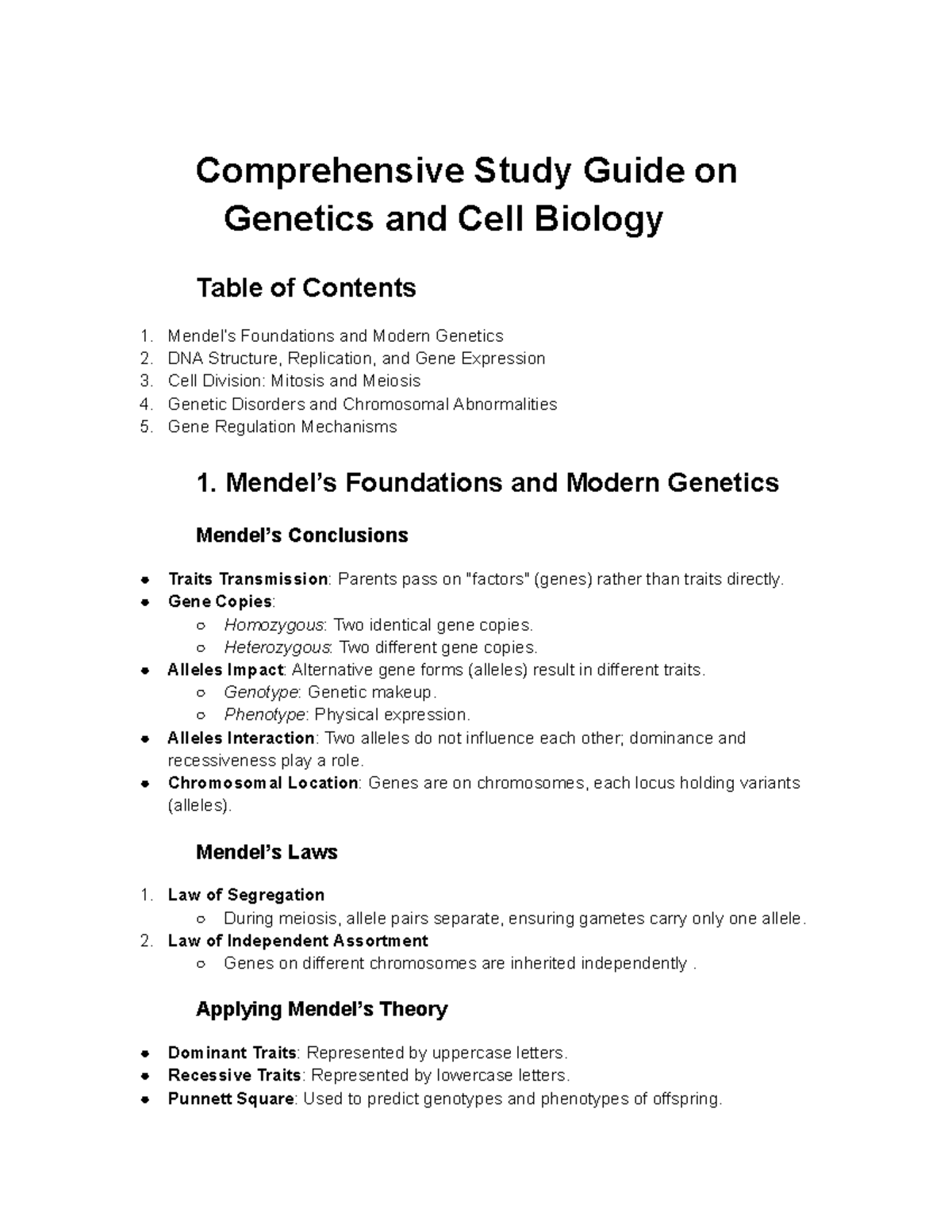 Genetics & Cell Biology Study Guide for Exam (Chapters 8-11) - Studocu