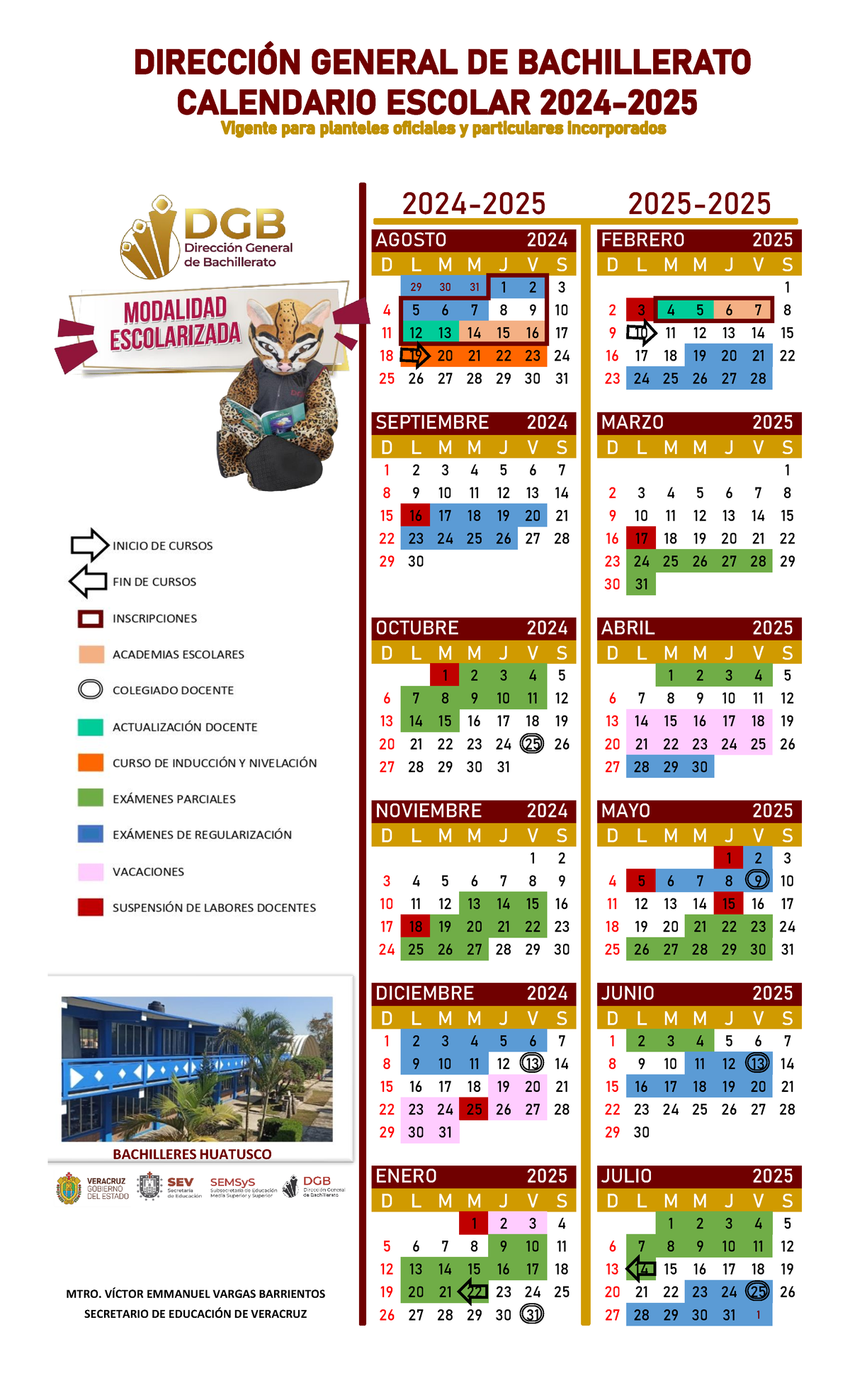DGB 24-25 Calendario Escolarizada-1 - D L M M J V S D L M M J V S MTRO ...