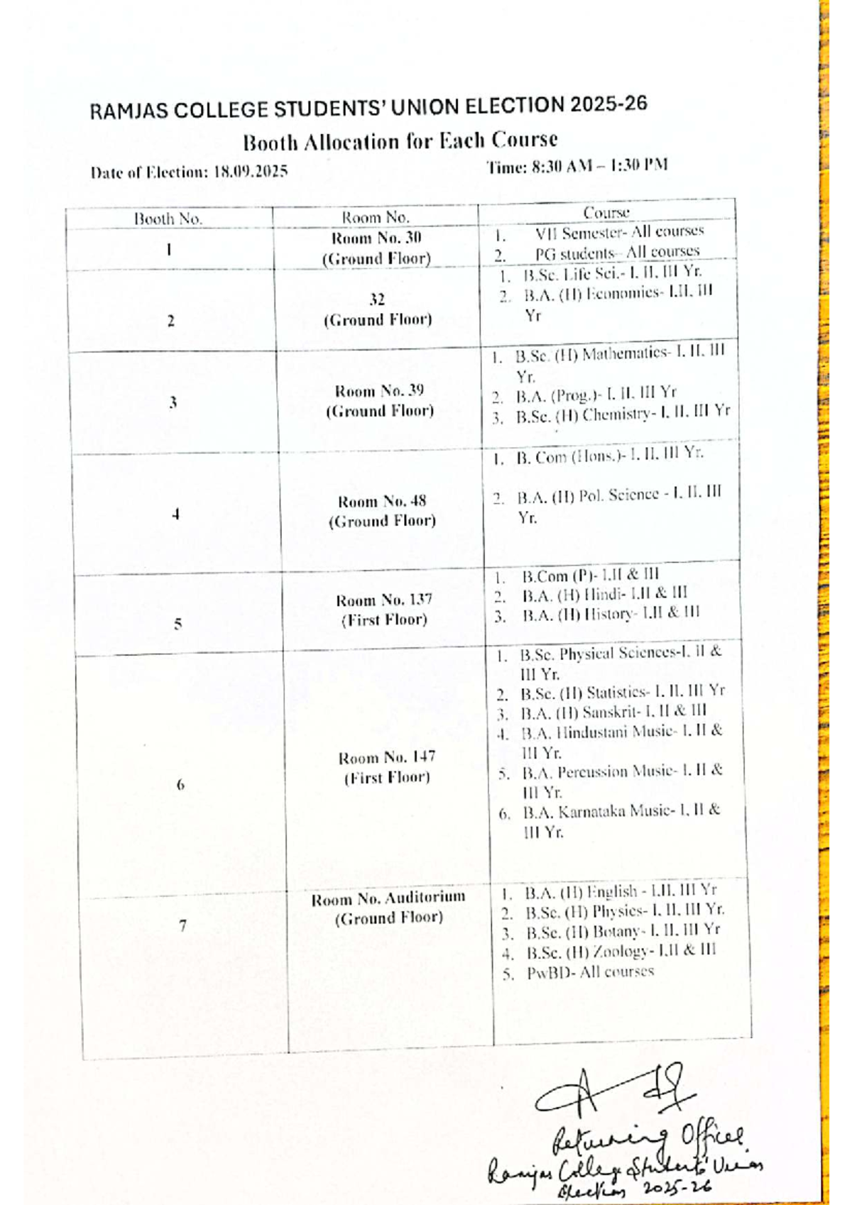 RCSU 2025-26 Final Election Booth Allocation Details - Studocu