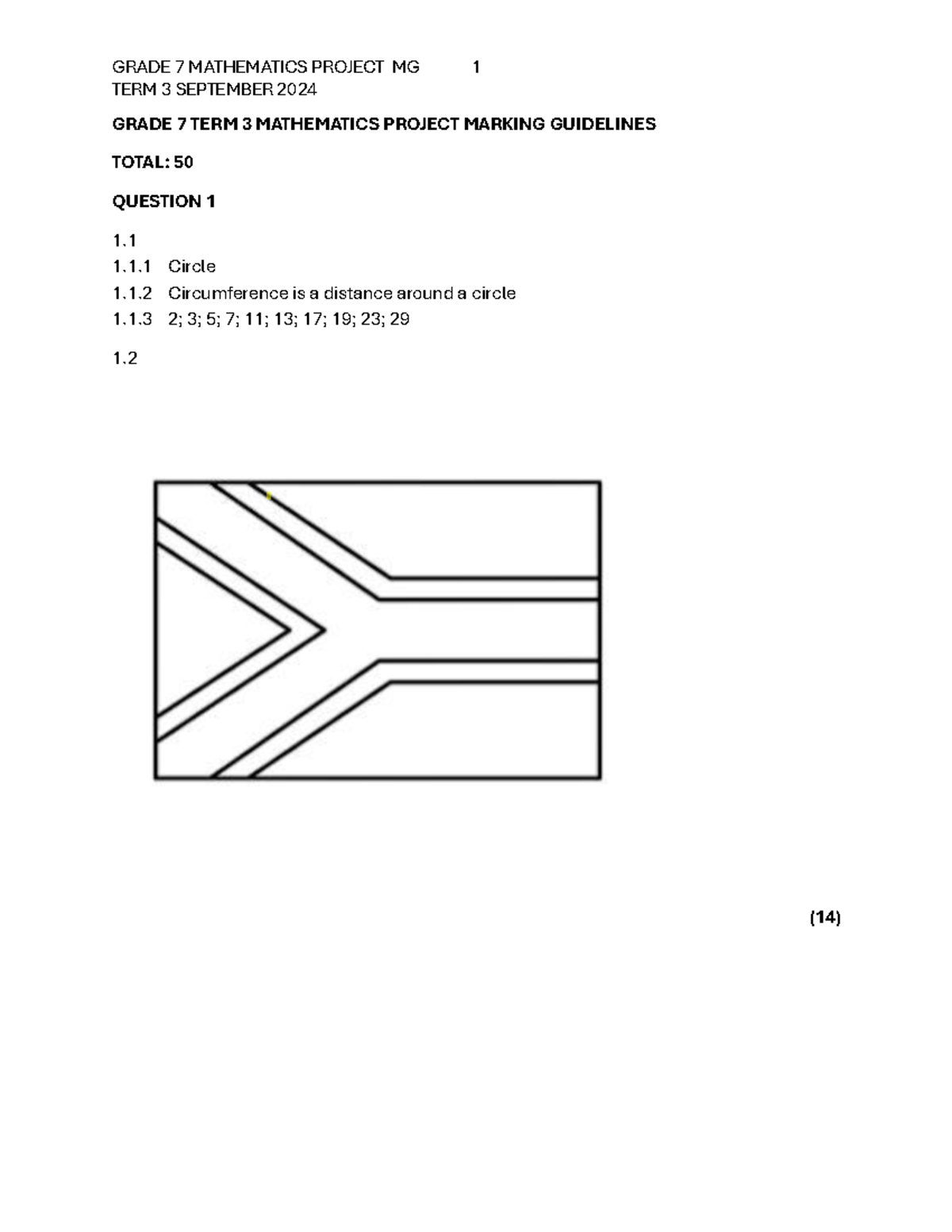 Grade 7 Maths Project Marking Guidelines - Term 3 September 2024 - Studocu