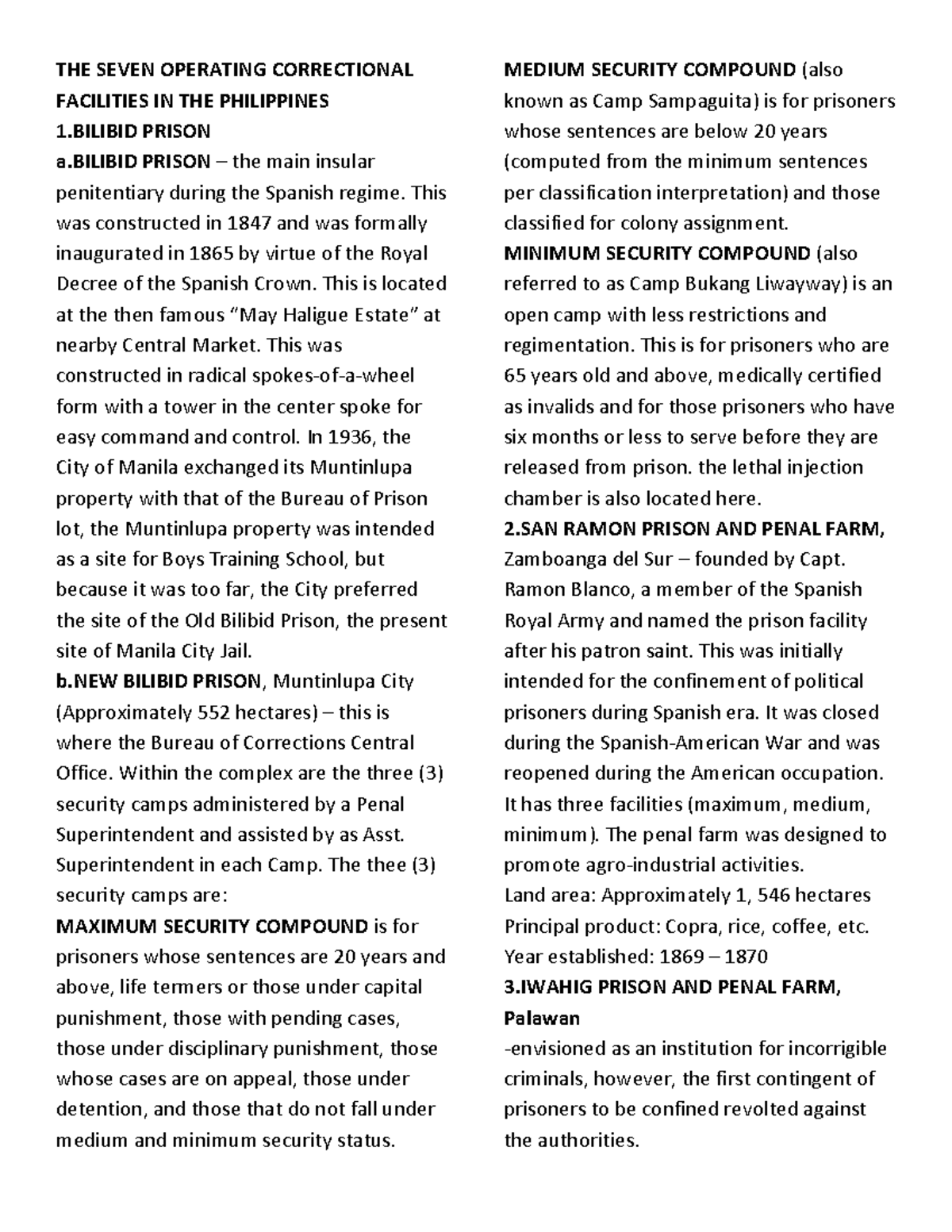 Operating Correctional Facilities in the Philippines: A Comprehensive ...